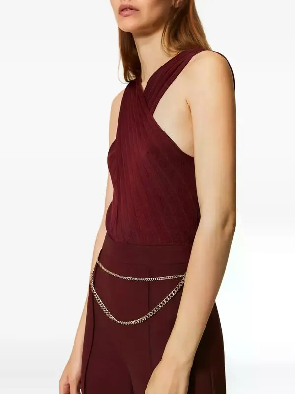 TWINSET Crossover Ribbed Top - Red