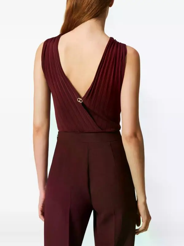 TWINSET Crossover Ribbed Top - Red