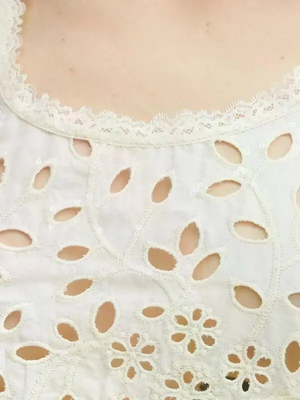 ERMANNO FIRENZE Embroidery-eyelet Lace-trim Top