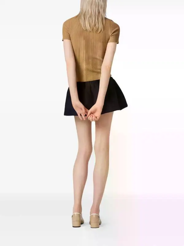 Miu Miu Ribbed Knit Cashmere Polo Sweater - Brown