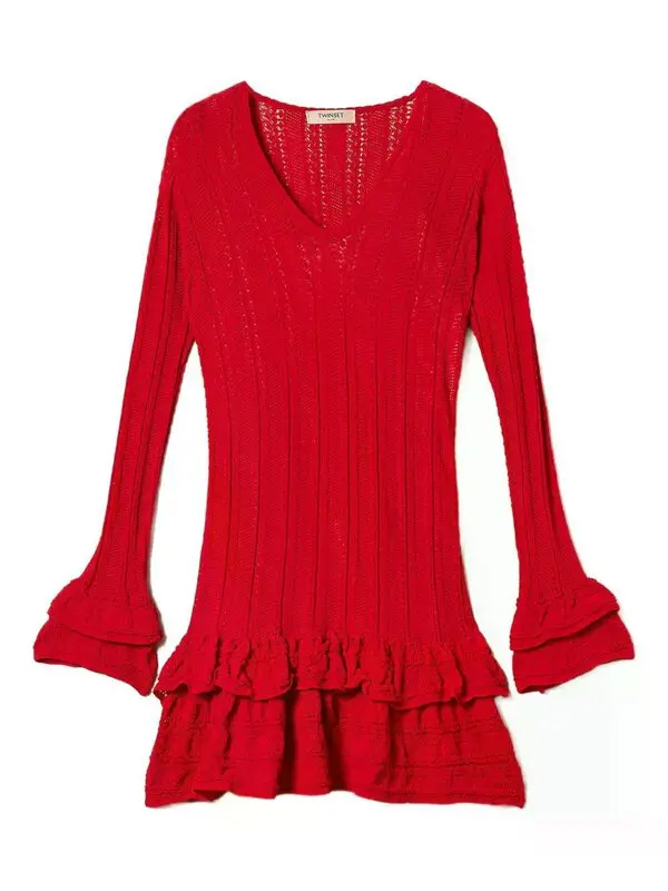TWINSET Knitted Ruffled Mini Dress