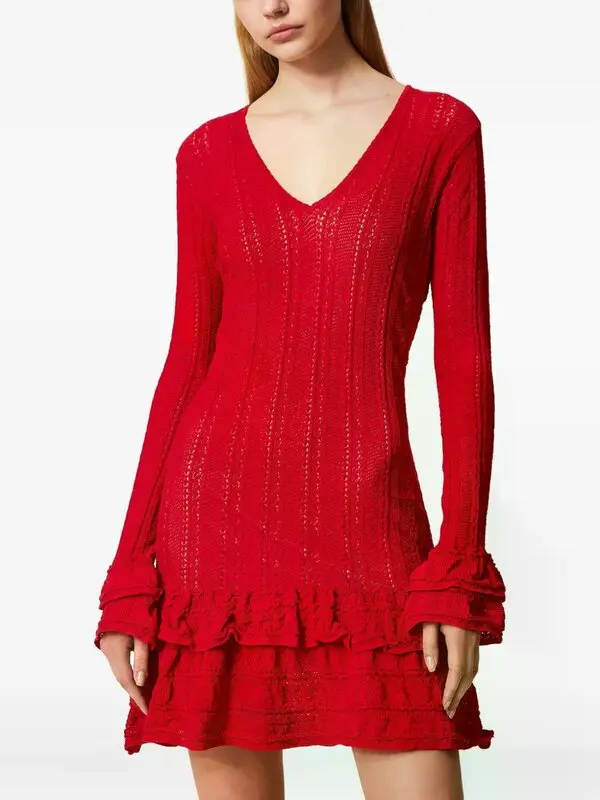 TWINSET Knitted Ruffled Mini Dress