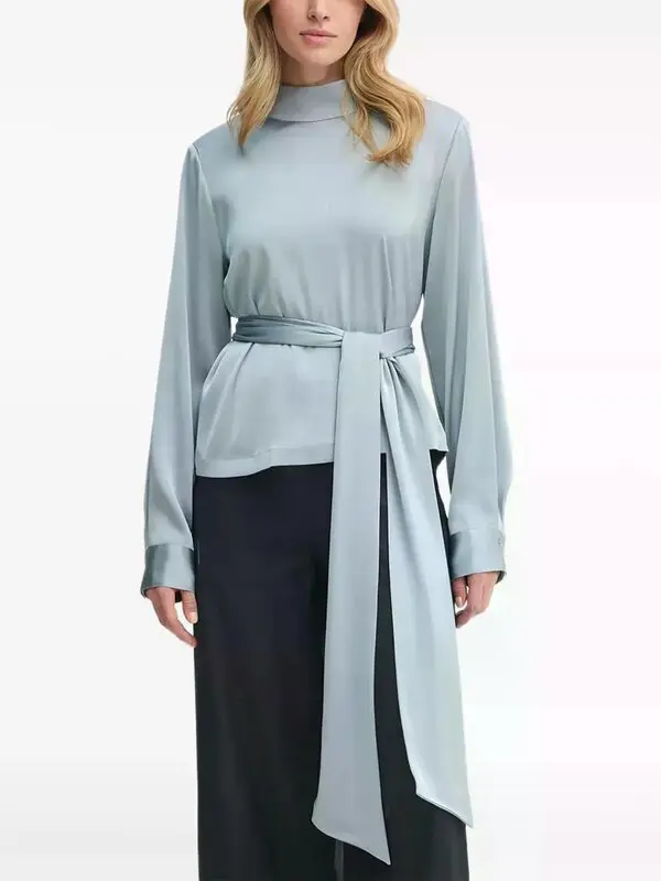 GESTUZ High-neck Belted Blouse