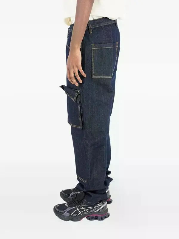 YES LONDON Contrast-stitching Cargo-pocket Jeans