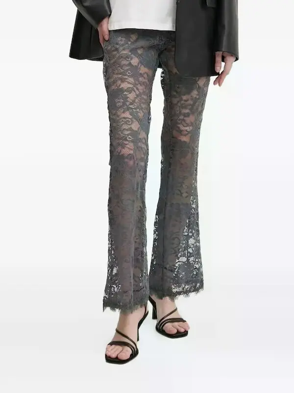 NEVER FULLY DRESSED Lace-trimmed Trousers - Grey