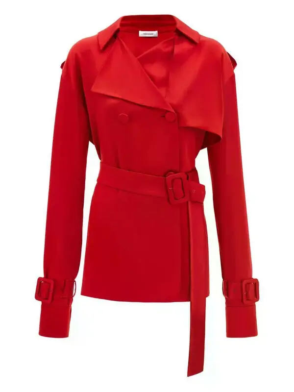 FERRAGAMO Belted Trench Coat - Red