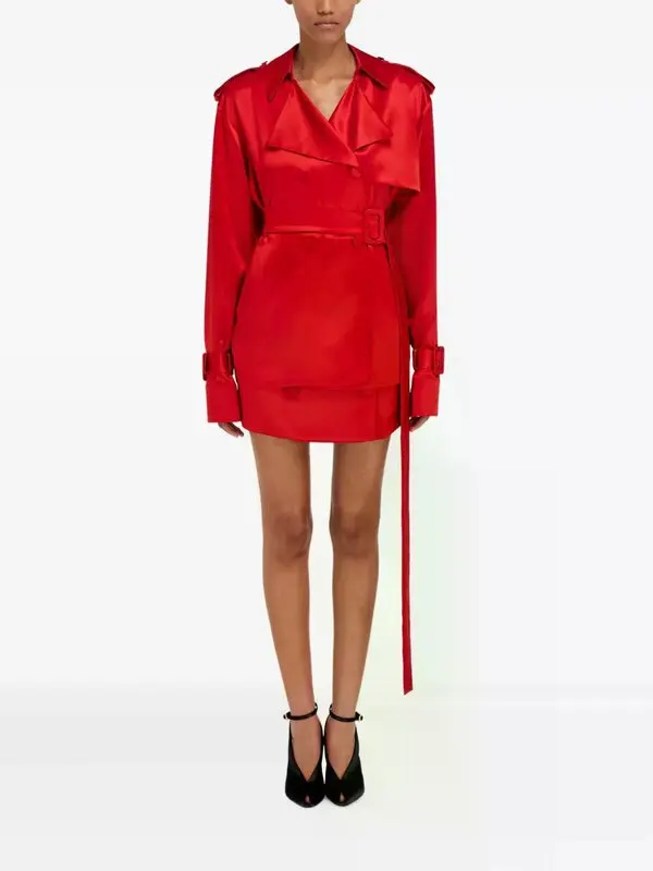 FERRAGAMO Belted Trench Coat - Red