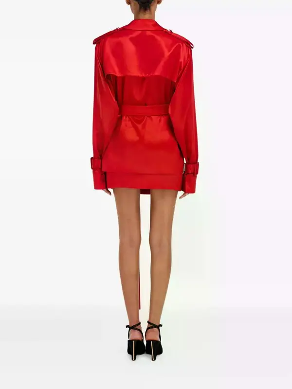 FERRAGAMO Belted Trench Coat - Red