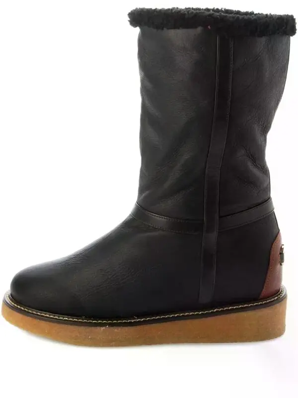 FERRAGAMO Shearling-trim Leather Boots