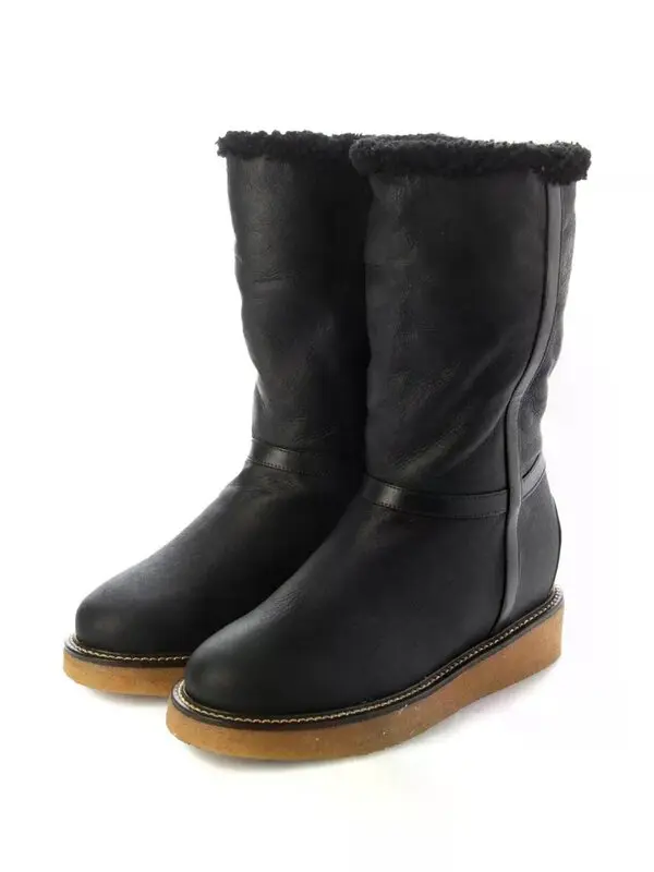 FERRAGAMO Shearling-trim Leather Boots