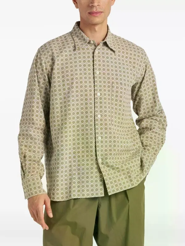 Universal Works Long-sleeve Geometric-print Shirt