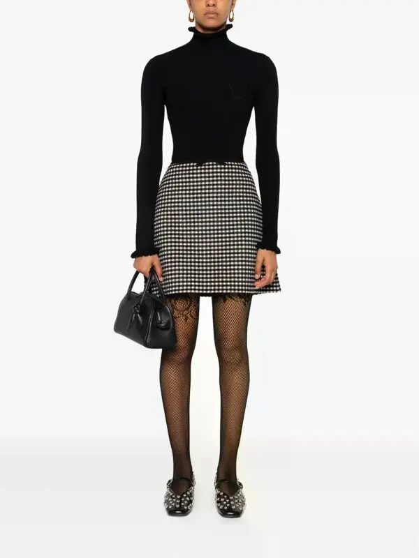 Valentino Garavani Gingham Mini Skirt - Black