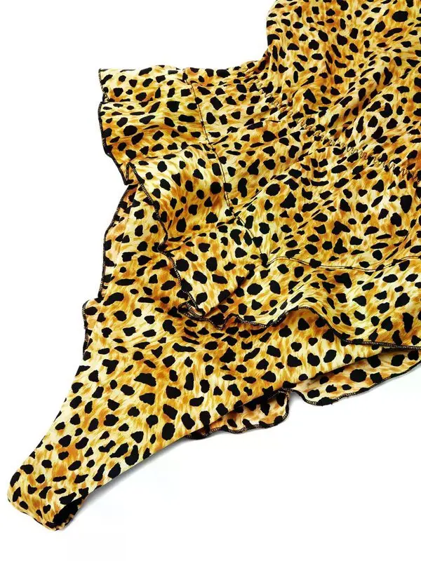 Versace Leopard-print Ruffled Bodysuit - Yellow