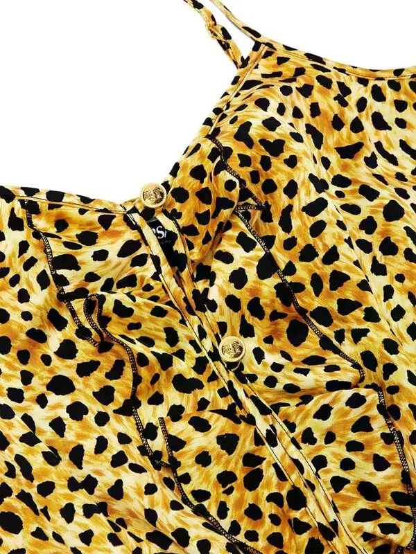 Versace Leopard-print Ruffled Bodysuit - Yellow