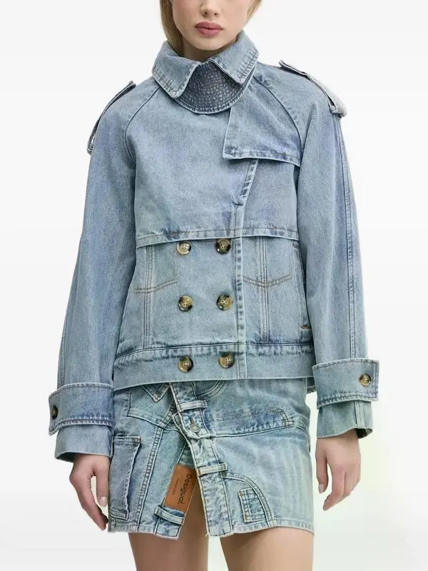 Desigual Embellished Double-breasted Denim Jacket