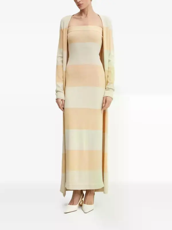 Liviana Conti Stripe Strapless Dress With Cardigan Set