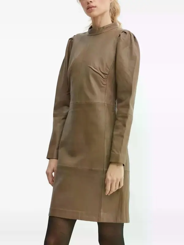 BRUUNS BAZAAR Puff-sleeve Leather Dress