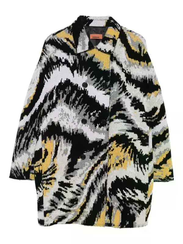 Missoni Abstract-pattern Double-breasted Coat - Black