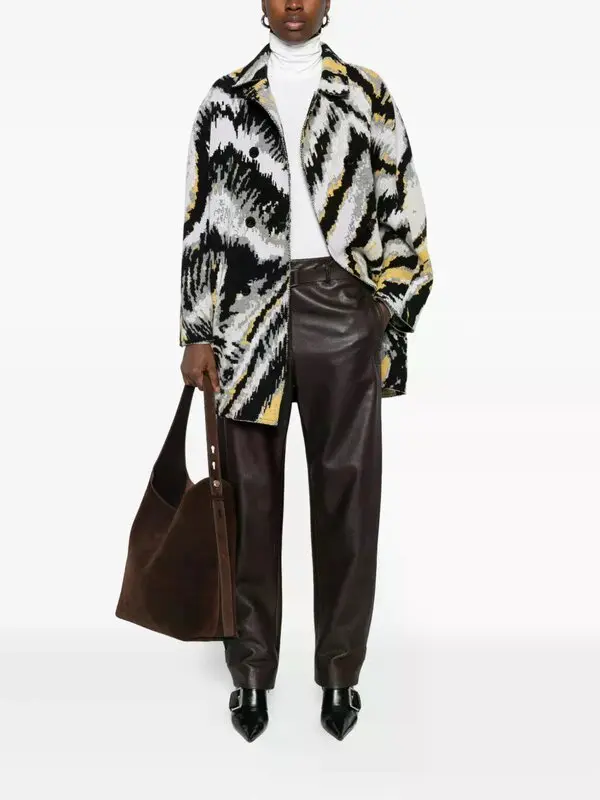 Missoni Abstract-pattern Double-breasted Coat - Black
