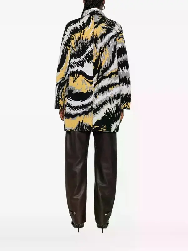 Missoni Abstract-pattern Double-breasted Coat - Black