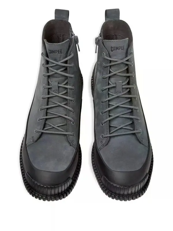 Camper Pix Lace-up Combat Boots - Grey