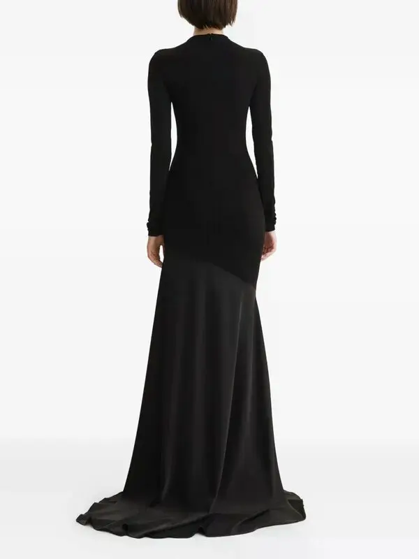 2310 STUDIO Long-sleeve Fishtail Maxi Dress - Black
