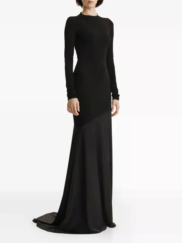 2310 STUDIO Long-sleeve Fishtail Maxi Dress - Black