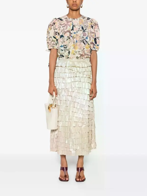 Ulla Johnson Metallic-effect Midi Skirt - Neutrals