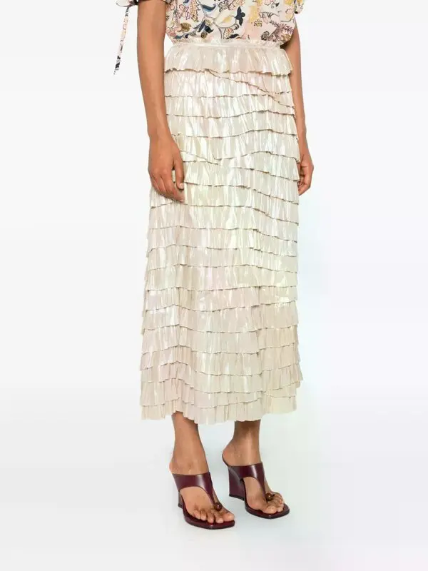 Ulla Johnson Metallic-effect Midi Skirt - Neutrals