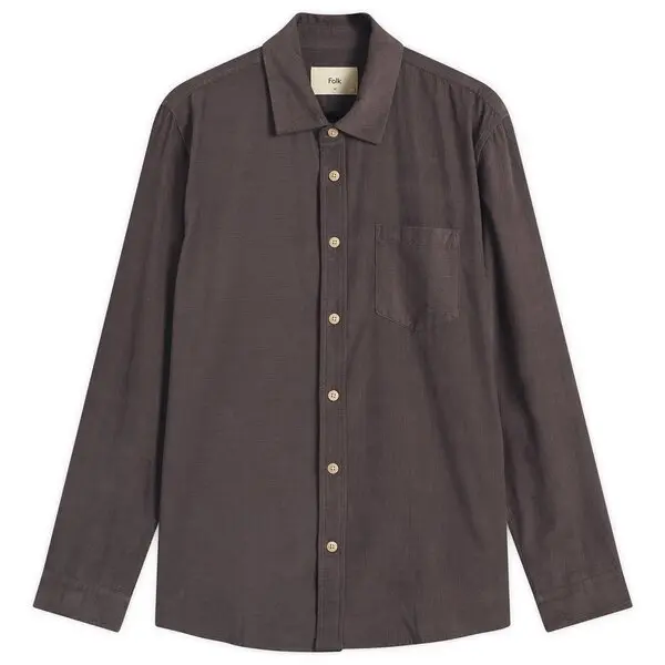 Folk Direction Babycord Shirt - Black Grape