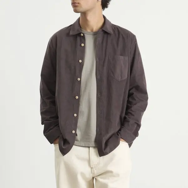 Folk Direction Babycord Shirt - Black Grape