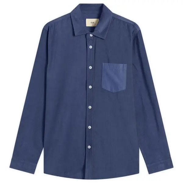 Folk Direction Babycord Shirt - Washed Ink