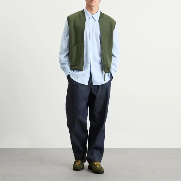 Universal Works Wool Fleece Zip Waistcoat - Olive