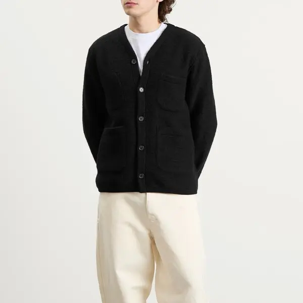 Universal Works Wool Fleece Cardigan - Black