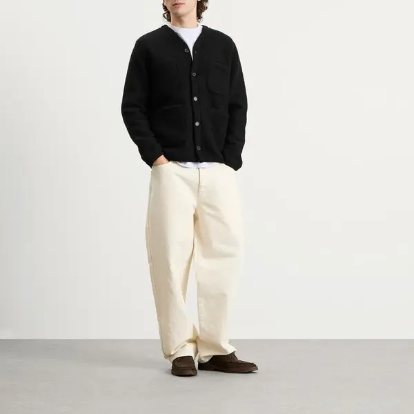 Universal Works Wool Fleece Cardigan - Black