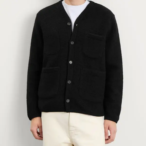 Universal Works Wool Fleece Cardigan - Black
