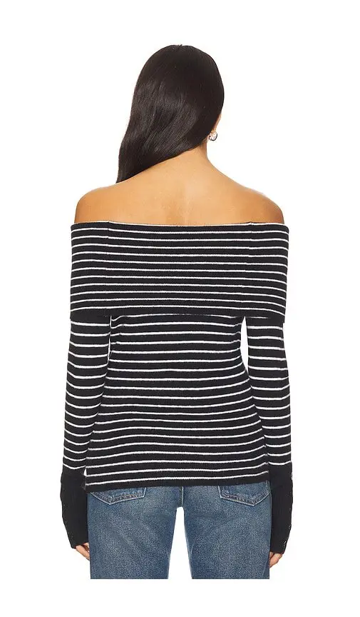Free People Off-the-shoulder Striped Knit Jumper