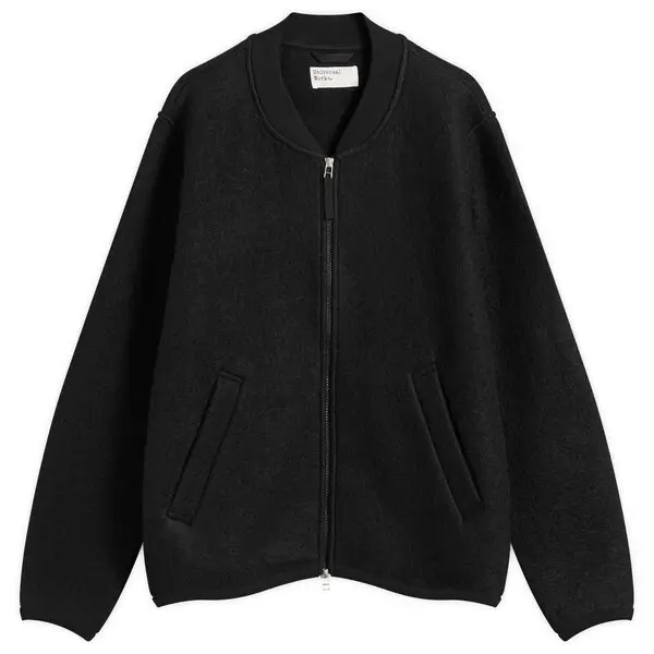Universal Works Wool Fleece Zip Bomber Jacket - Black