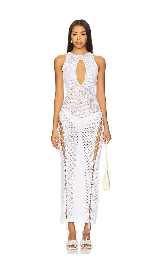 GUIZIO Casmir Crochet Dress - White