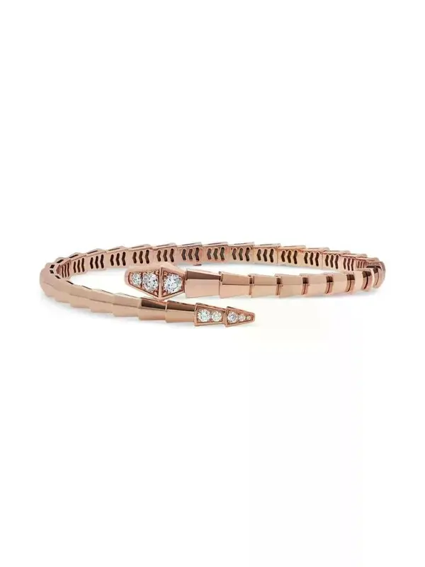 BVLGARI 18k Rose Gold Serpenti Viper Diamond Bracelet - Pink