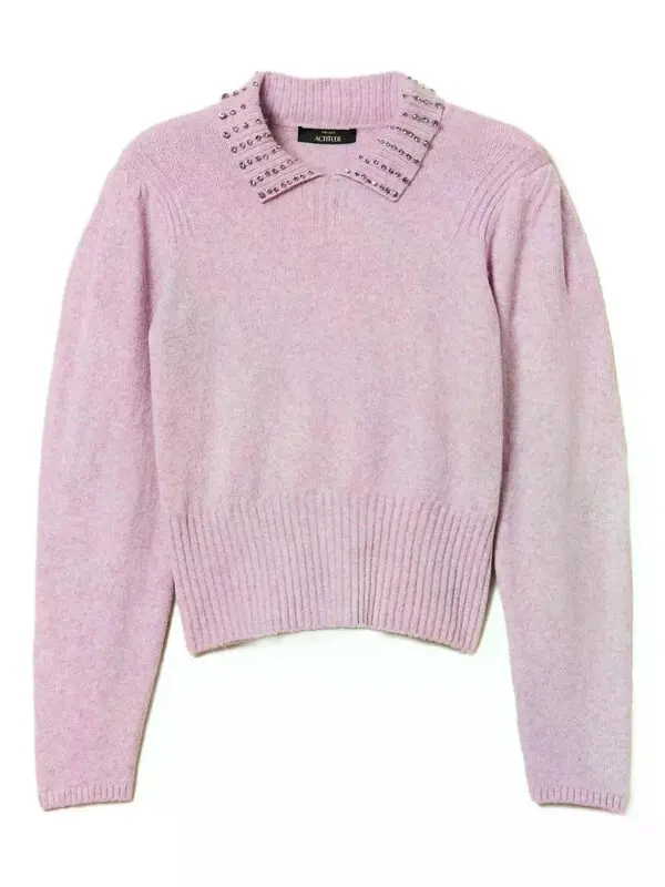 TWINSET Embellished Polo-collar Sweater - Pink