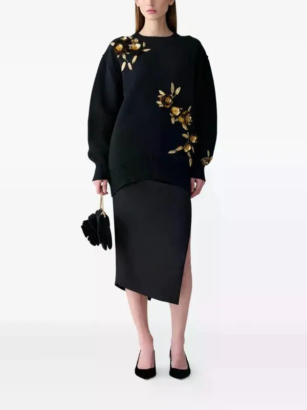 Carolina Herrera Asymmetric Gathered Midi Skirt