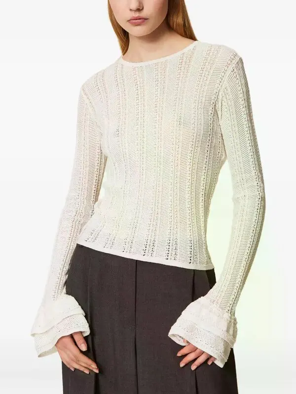 TWINSET Ruffled Open-knit Top