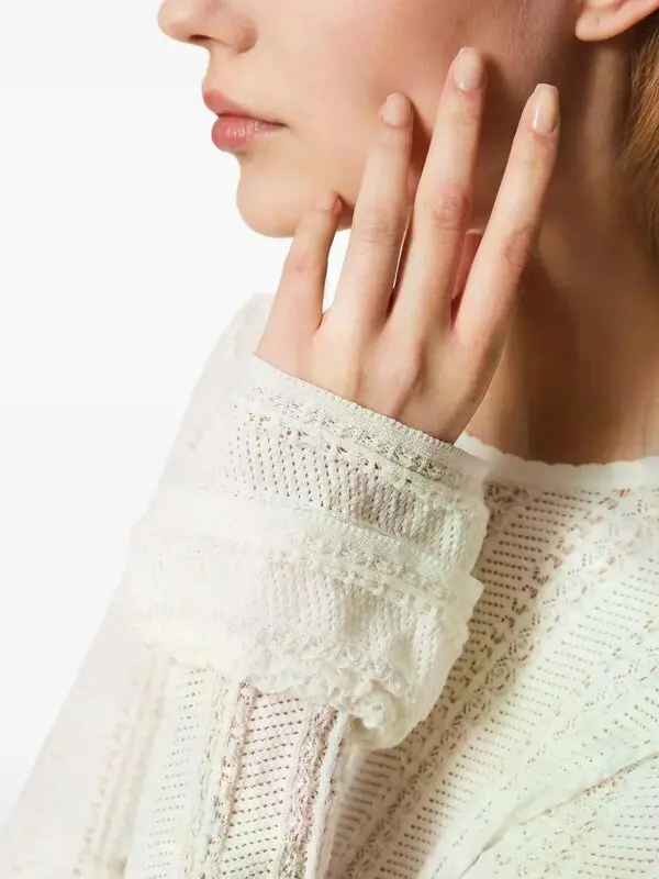 TWINSET Ruffled Open-knit Top
