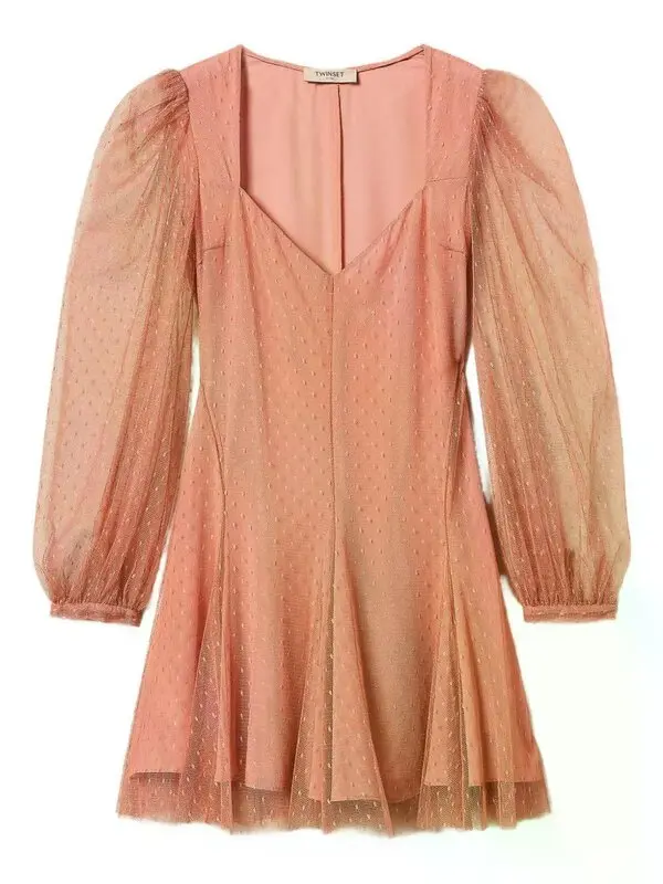 TWINSET Tulle Puff-sleeve Mini Dress
