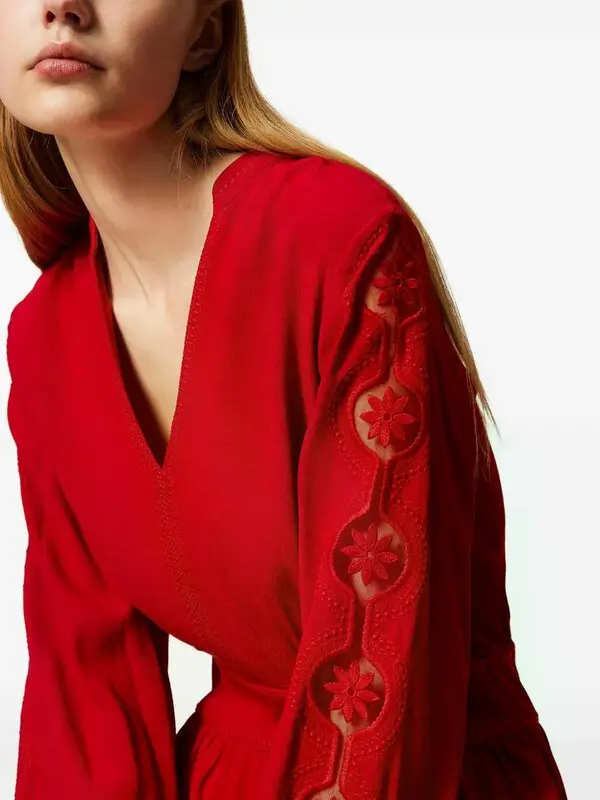 TWINSET Embroidered V-neck Mini Dress