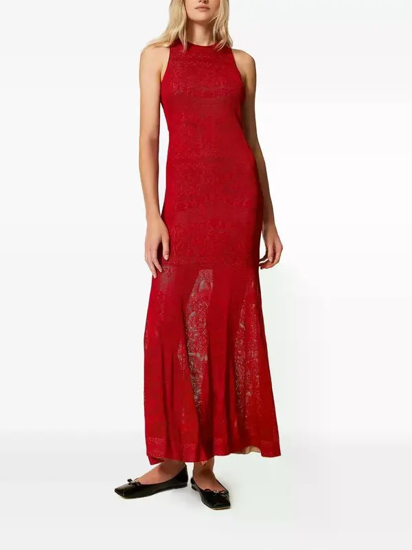 TWINSET Openwork Knit Maxi Dress