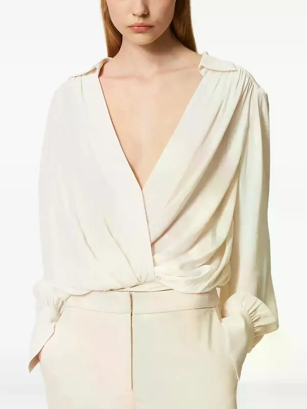 TWINSET Gathered Wrap-effect Bodysuit Blouse