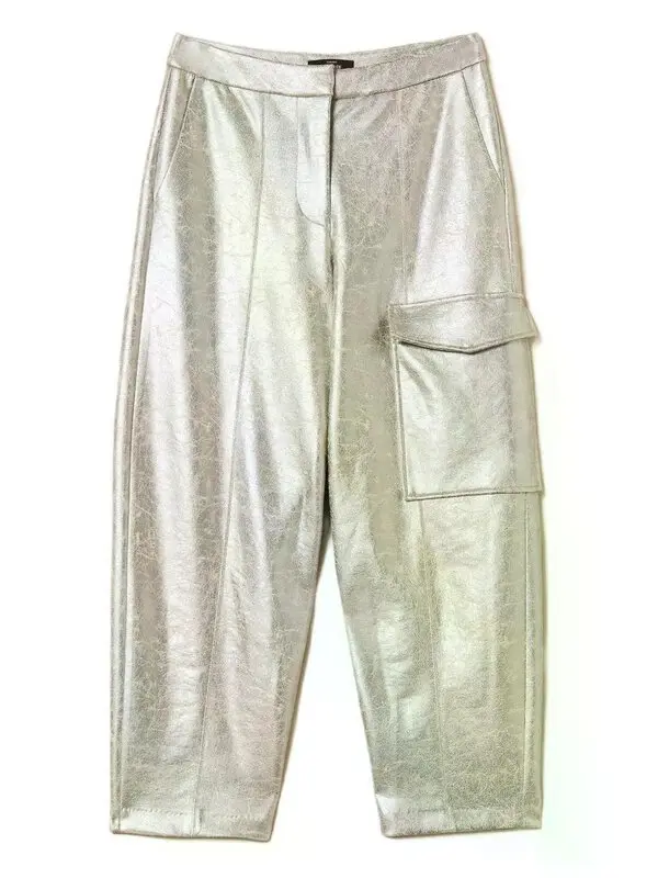 TWINSET Cracked-effect Utility-pocket Trousers - Grey
