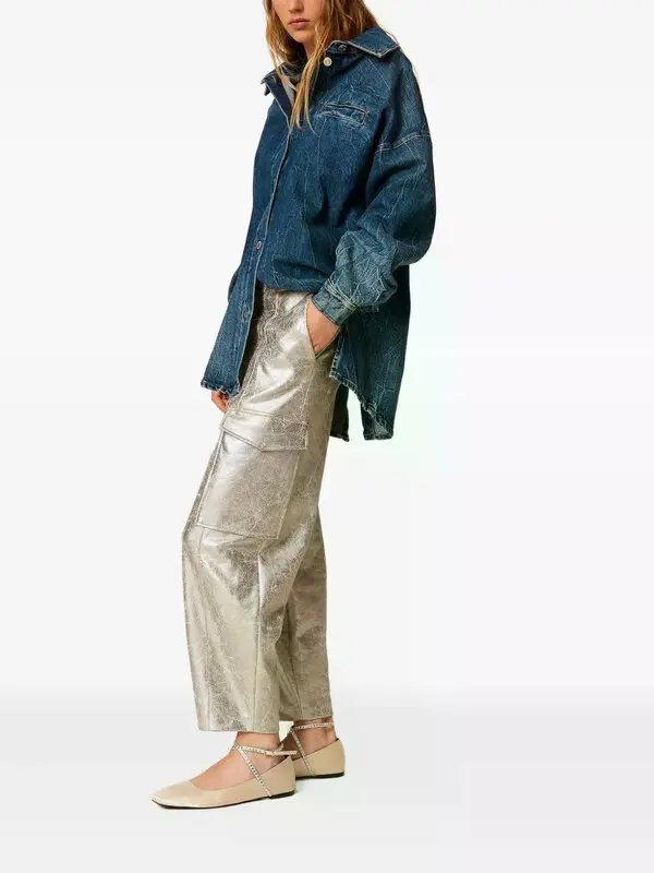 TWINSET Cracked-effect Utility-pocket Trousers